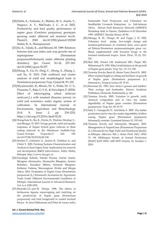 Adaptation of Napier grass varieties in the highlands of East Gojjam ...
