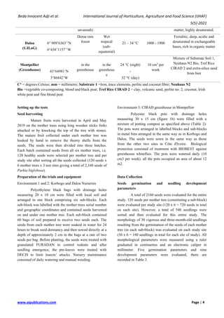 Ecological environment effects on germination and seedling morphology ...