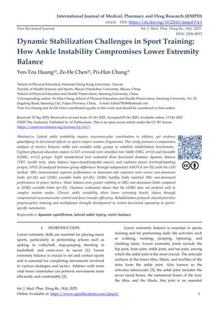 Dynamic Stabilization Challenges in Sport Training: How Ankle ...