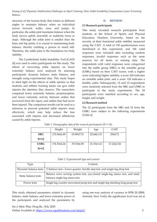 Dynamic Stabilization Challenges in Sport Training: How Ankle ...