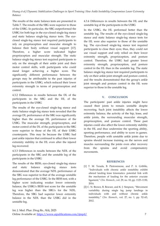 Dynamic Stabilization Challenges in Sport Training: How Ankle ...
