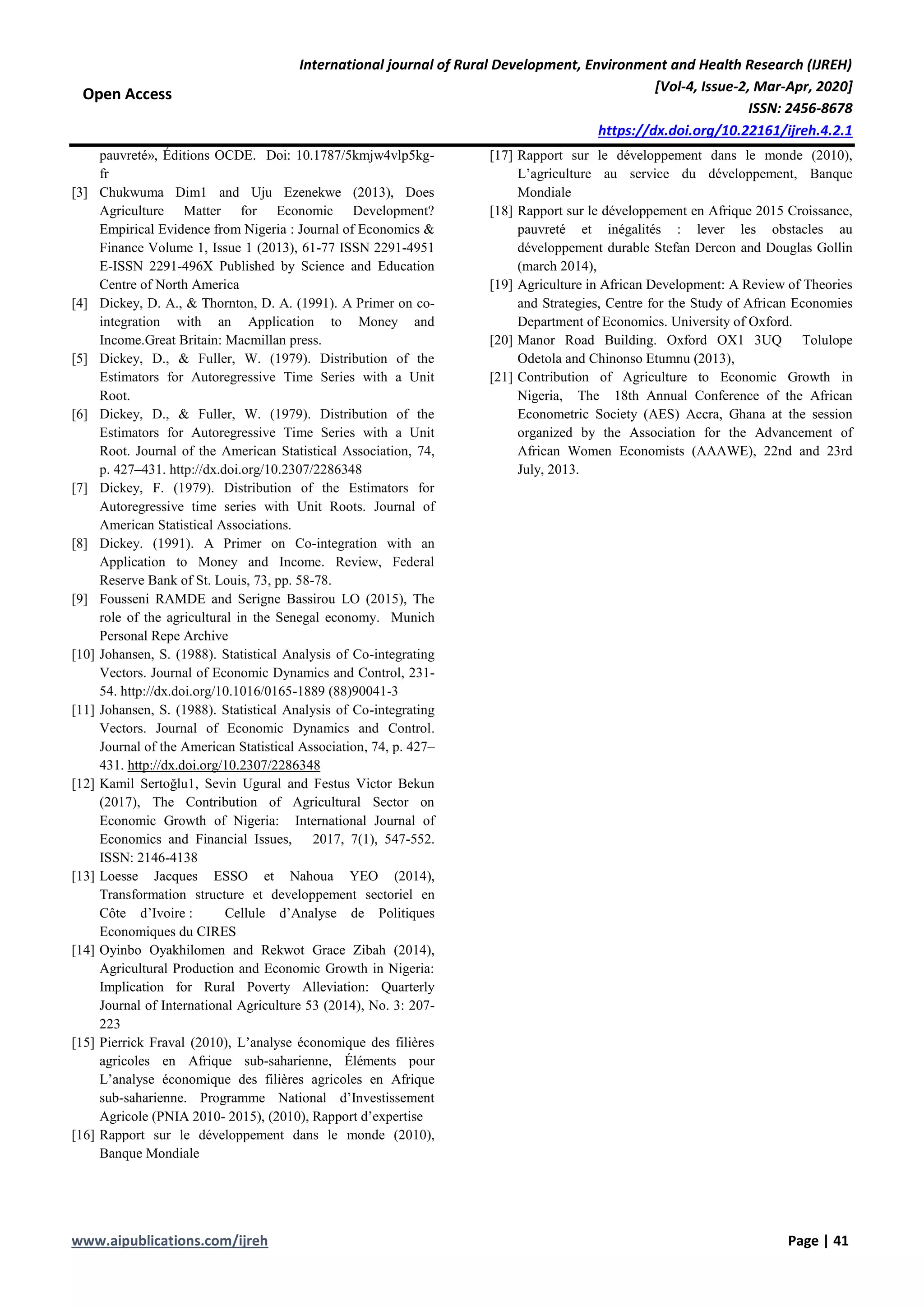 The agricultural Production and Economic Growth: Their effects in ...