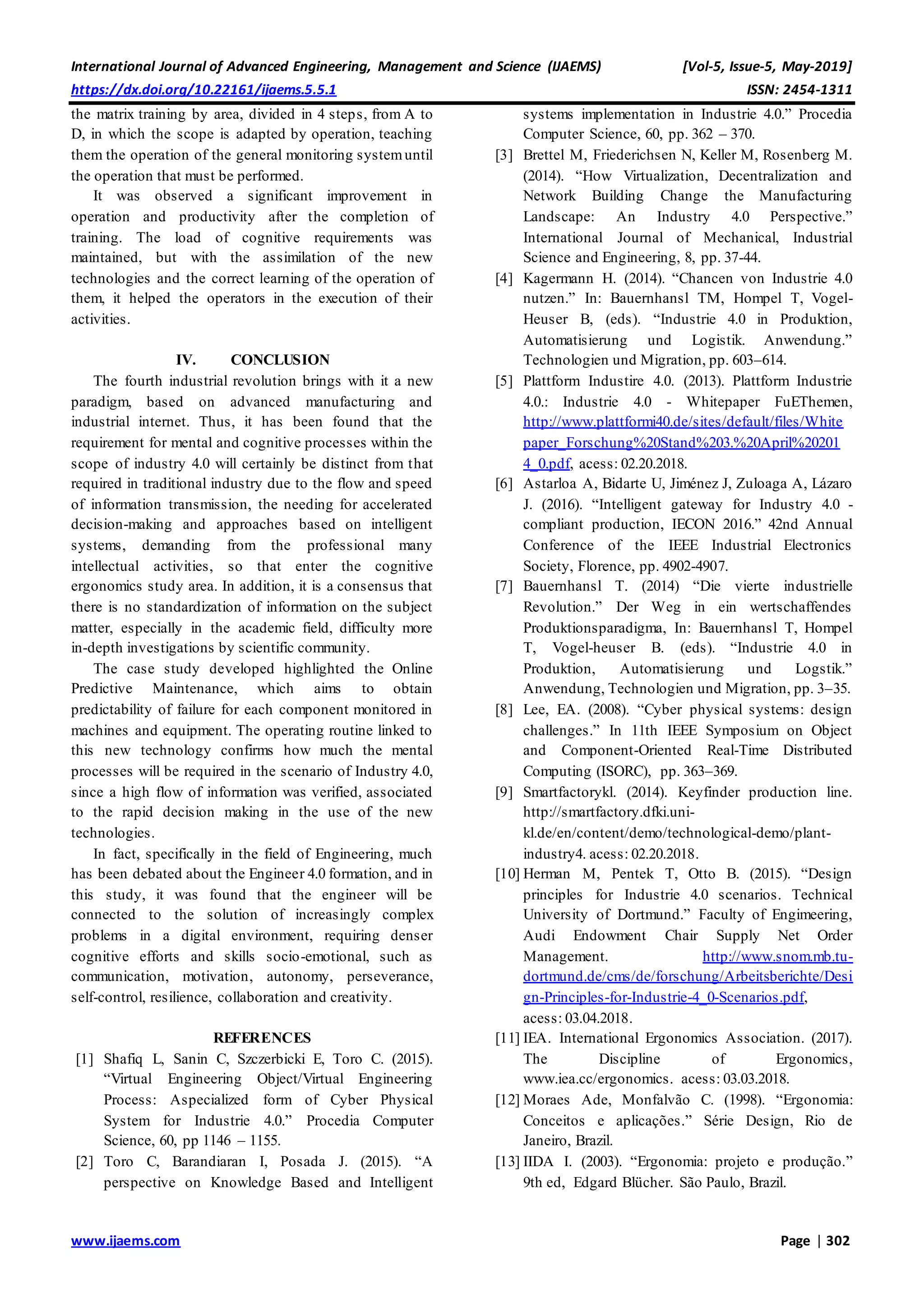 Industry 4.0: Technology Mapping and the importance of Cognitive Ergonomics | PDF