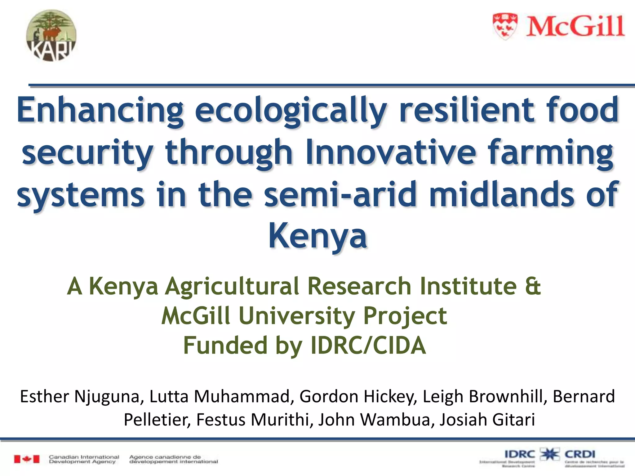 Enhancing ecologically resilient food security through Innovative ...