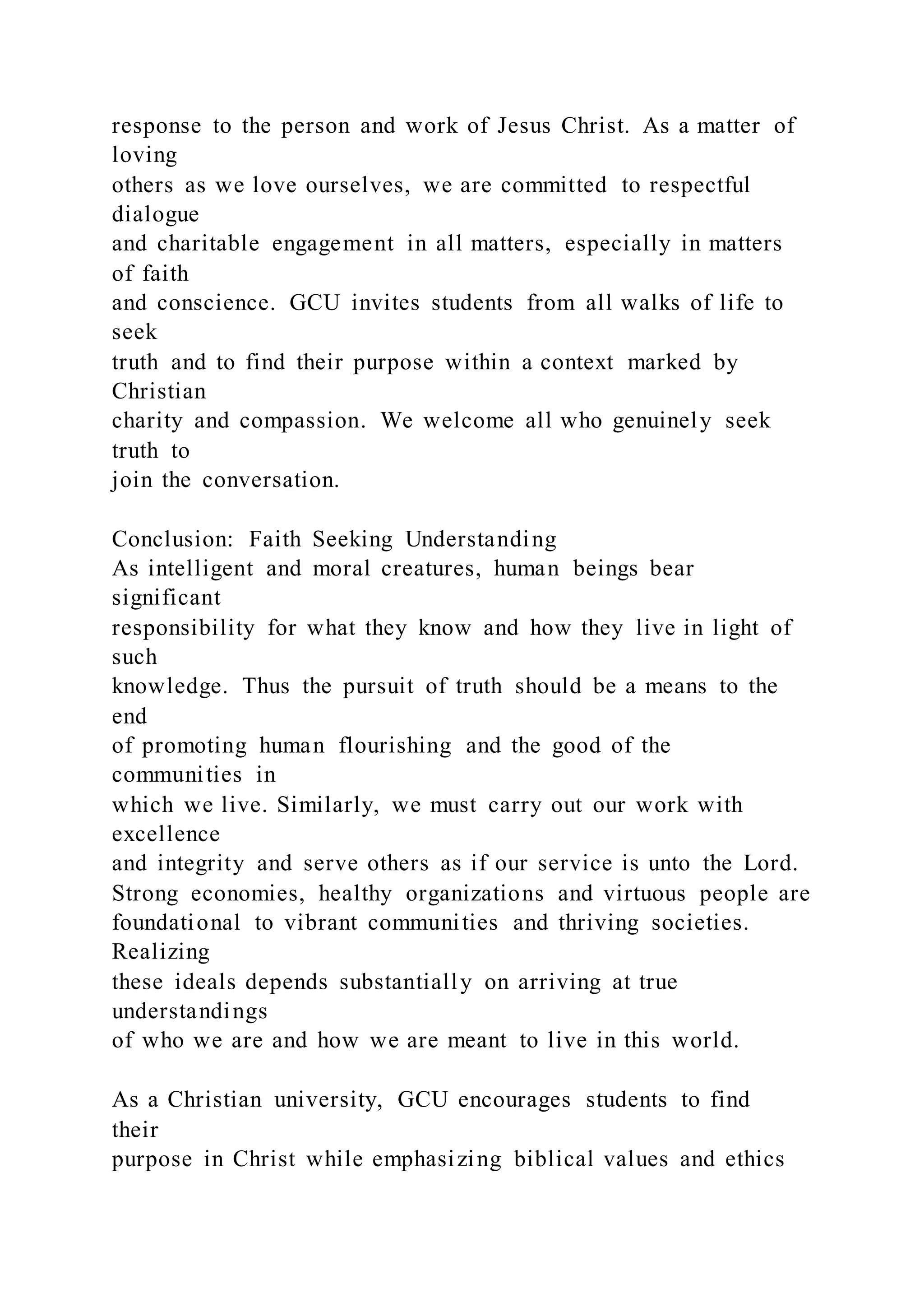 1INTEGRATION OF FAITH, LEARNING AND WORK AT GRAND CANYO | DOCX