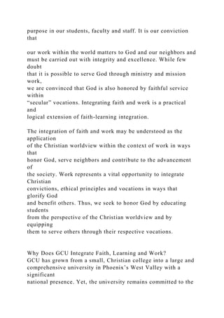 1INTEGRATION OF FAITH, LEARNING AND WORK AT GRAND CANYO.docx