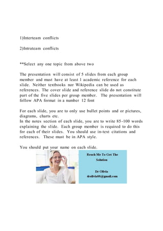 1)Interteam conflicts2)Intrateam conflictsSelect any | PDF