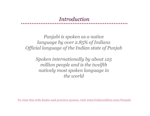 Basic Punjabi | Lesson 1 | Introductions | PDF