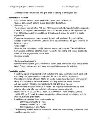 introduction to hotel facility planning : planning of hotels | DOCX