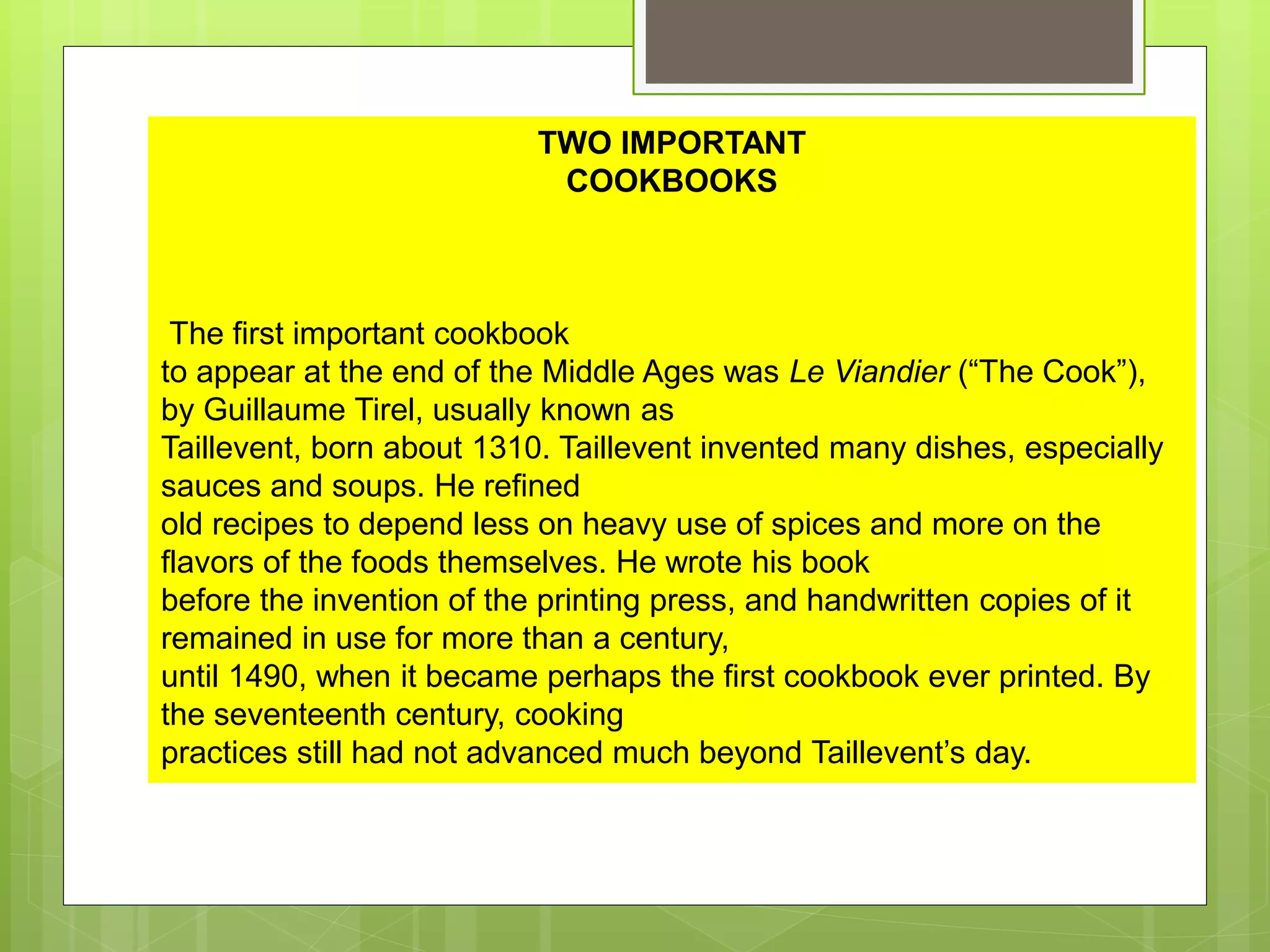 Introduction -History of Culinary | PPTX