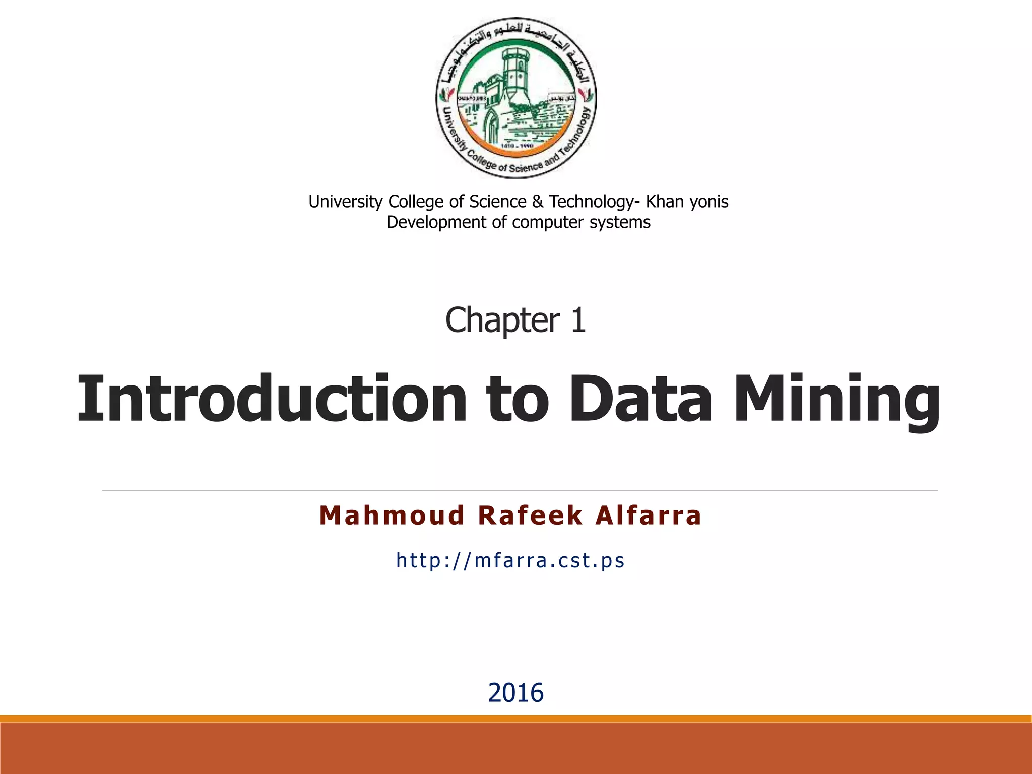Introduction To Data Mining Chapter 1 Pptx Databases Computer Software And Applications