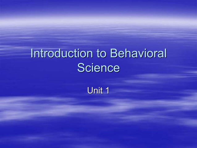 1 Introduction of behavioral science | PPTX | Educational Assessment ...