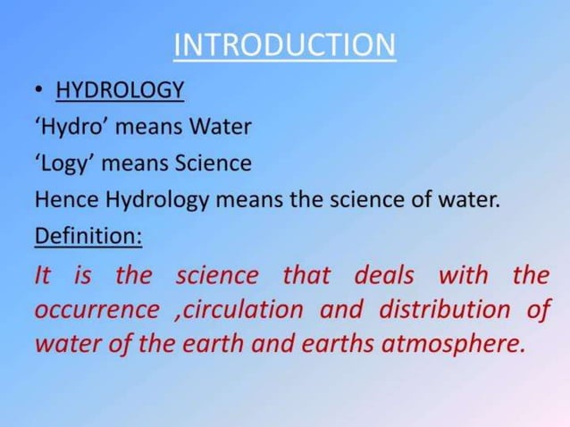 1 introduction to hydrology | PPTX