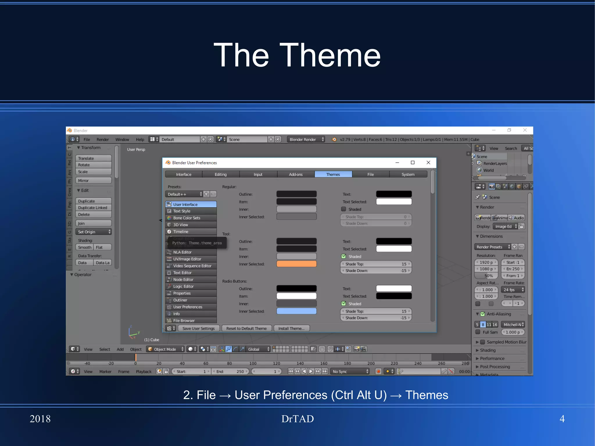 DrTAD 1 Introduction to Blender software. Interface | PDF