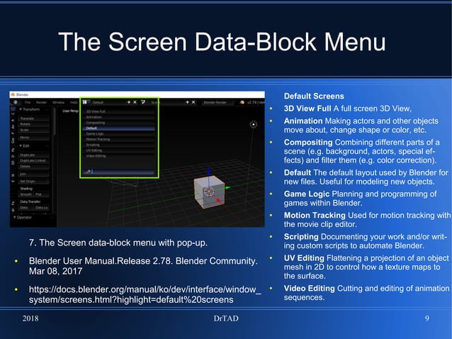 DrTAD 1 Introduction to Blender software. Interface | PPT