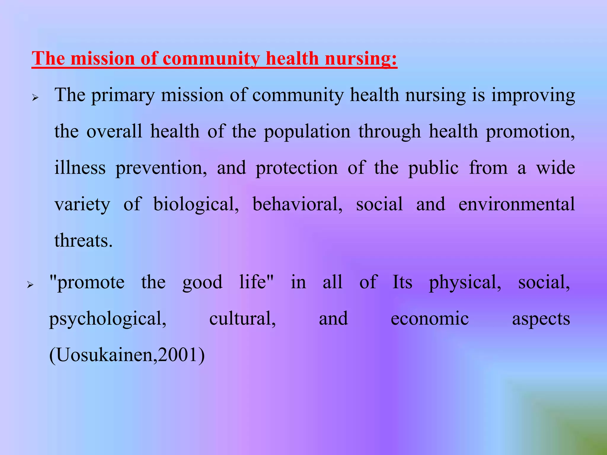 (1) introduction to community health nursing | PPTX