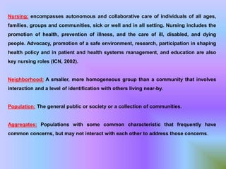 (1) introduction to community health nursing | PPTX