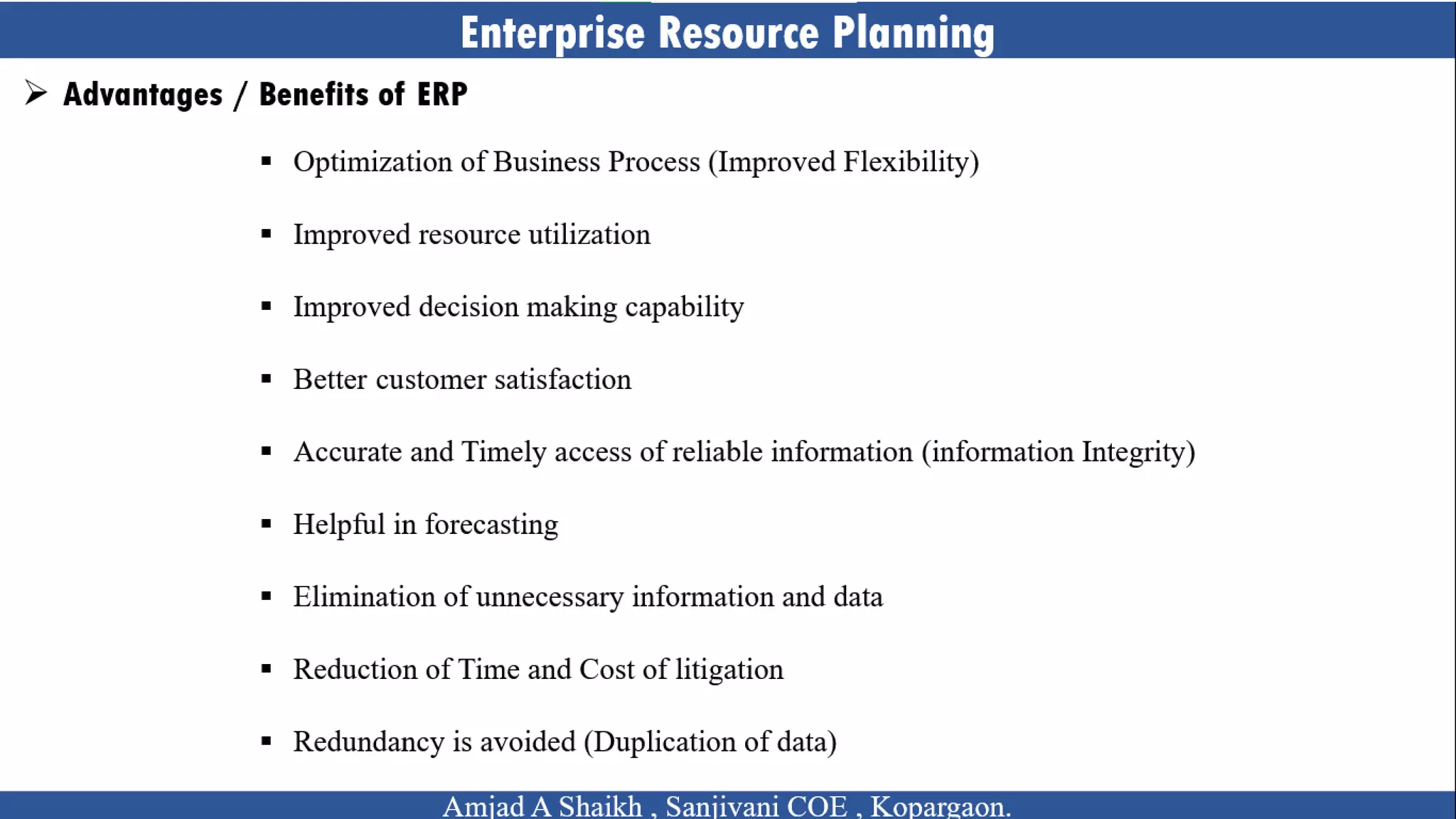 Introduction to Enterprise Resource Planning (ERP) | PPT