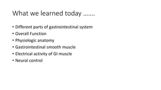 1 introduction to gastrointestinal physiology | PPTX