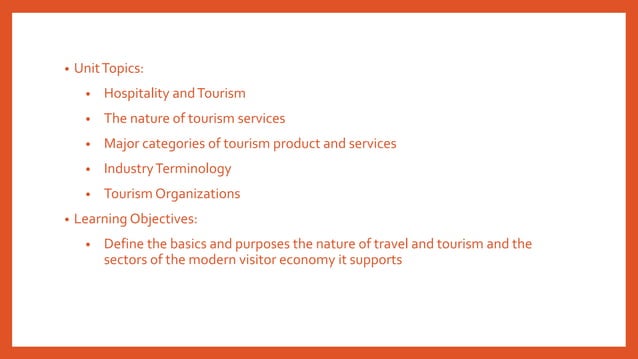 Unit 1 Introduction to Hospitality and Tourism | PPTX | Business ...