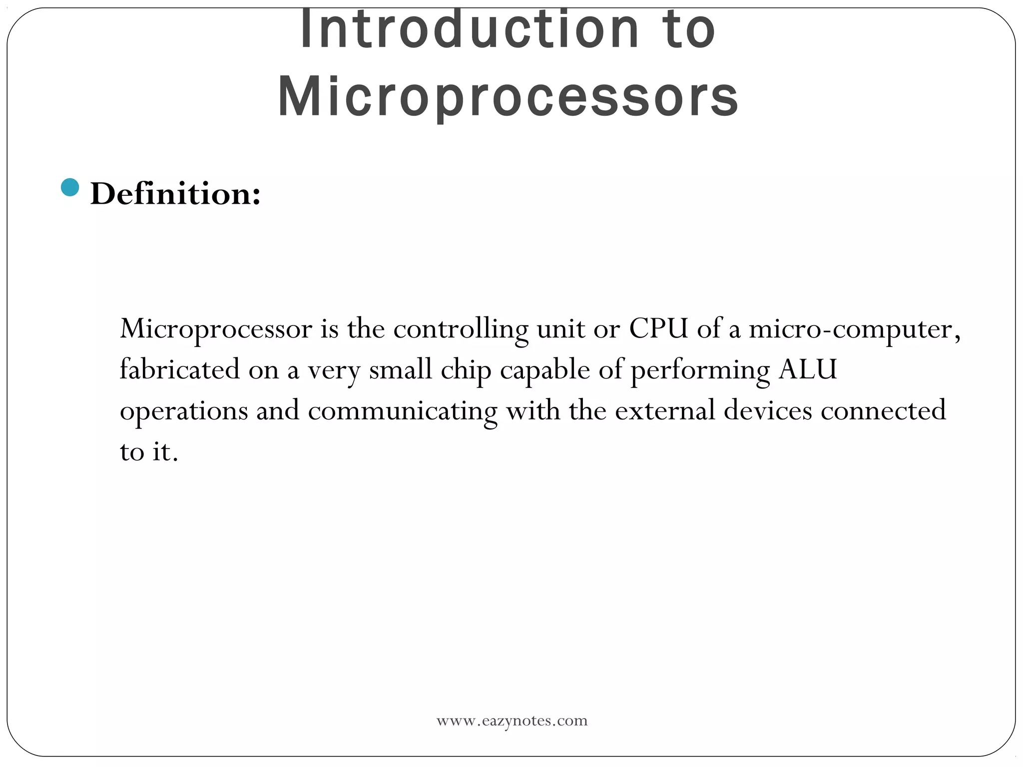 introduction to microprocessors | PPT