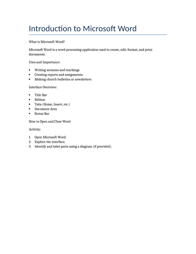 Getting Started with Microsoft Word: Understanding the Interface and Its Uses | DOCX