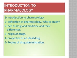 1 introduction to pharmacology.pptx for campus students | PPT