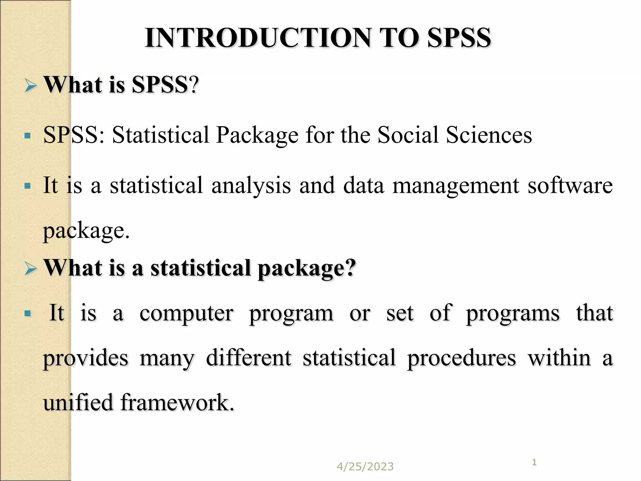 1 Introduction To Spssppt Operating Systems Computer Software And Applications