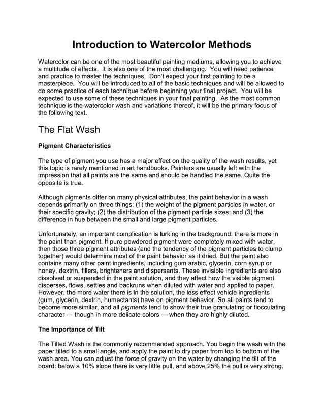 1 introduction to watercolor methods | PDF