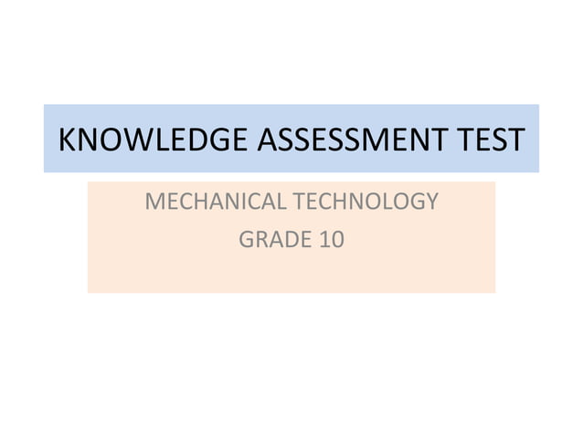 Mechanical Technology Grade 12 Chapter 1 Intro Test | PPT