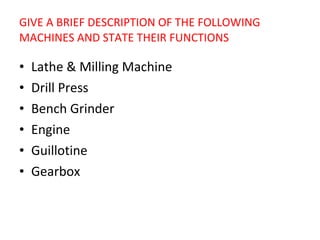 Mechanical Technology Grade 12 Chapter 1 Intro Test | PPT