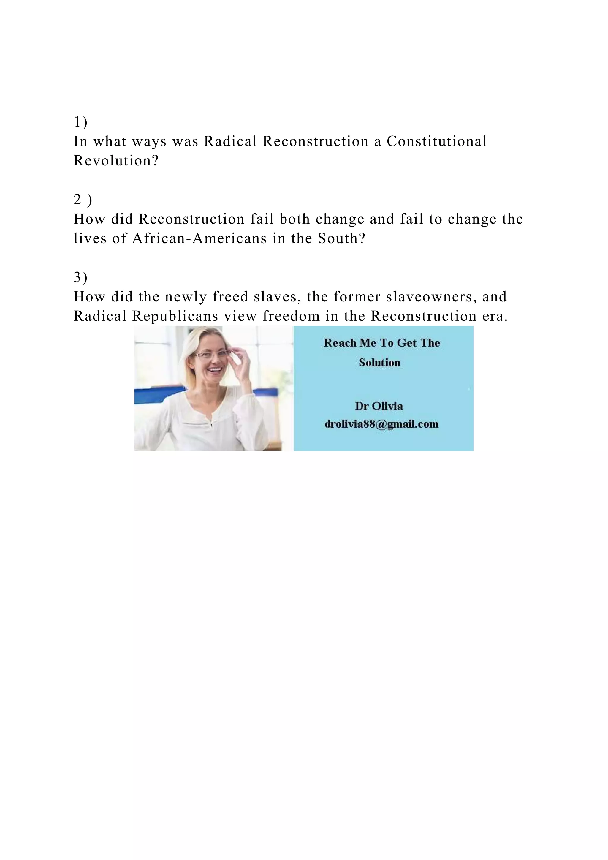 1) In what ways was Radical Reconstruction a Constitutional Revo.docx ...