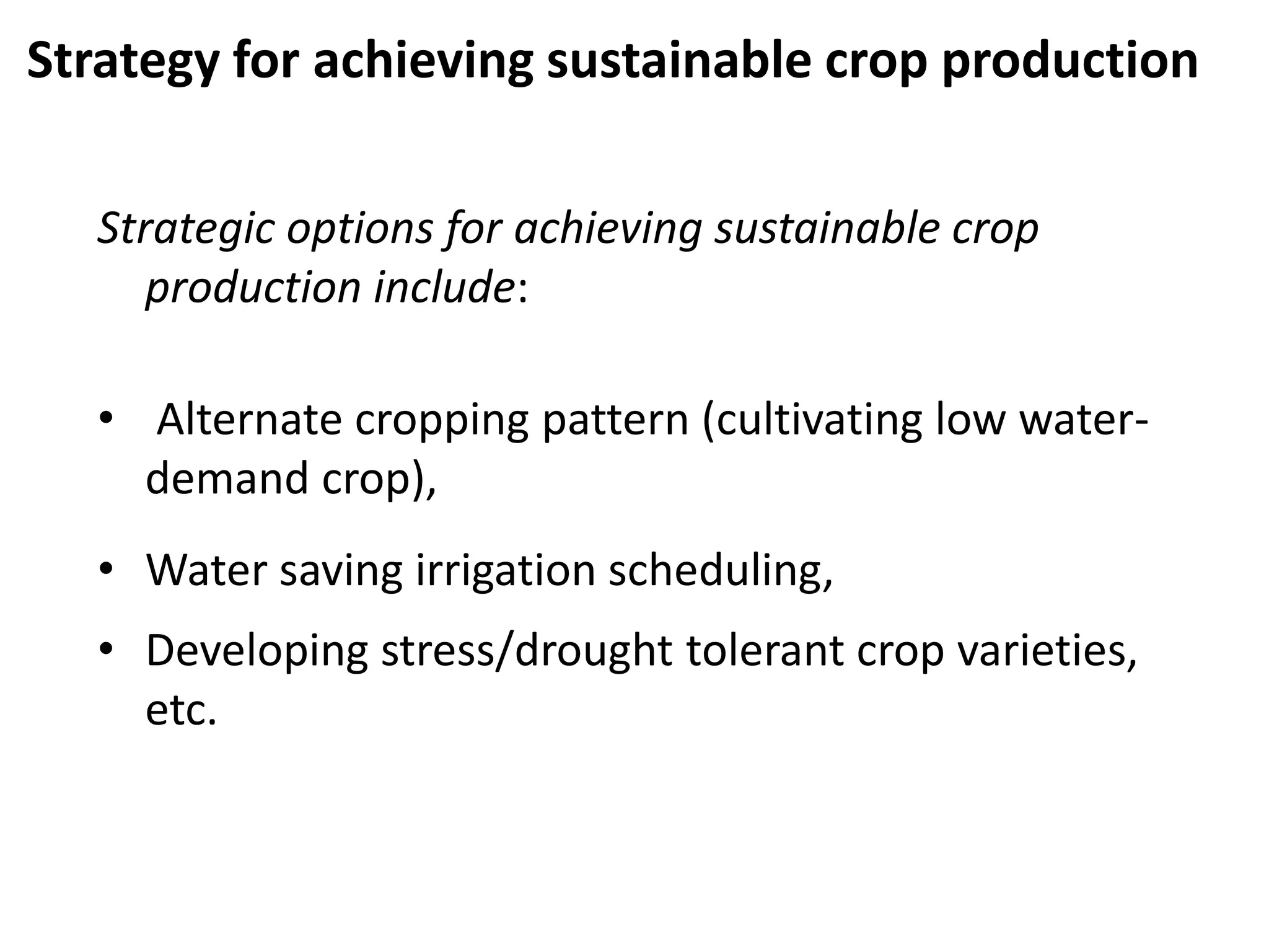 Irrigation Management for Sustainable Crop Production | PPTX