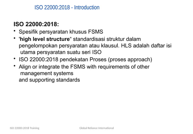 ISO 22000:2018 PPT Full deskripsi dan penjelasan | PPTX