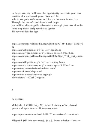 1 IT 140 A Mini History of Text-Based Games Text | DOCX