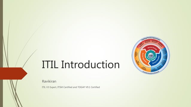ITIL Introduction | PPTX | IT and Internet Support | Internet