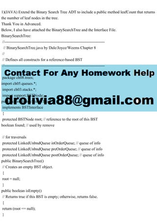 1)(JAVA) Extend the Binary Search Tree ADT to include a public metho.pdf