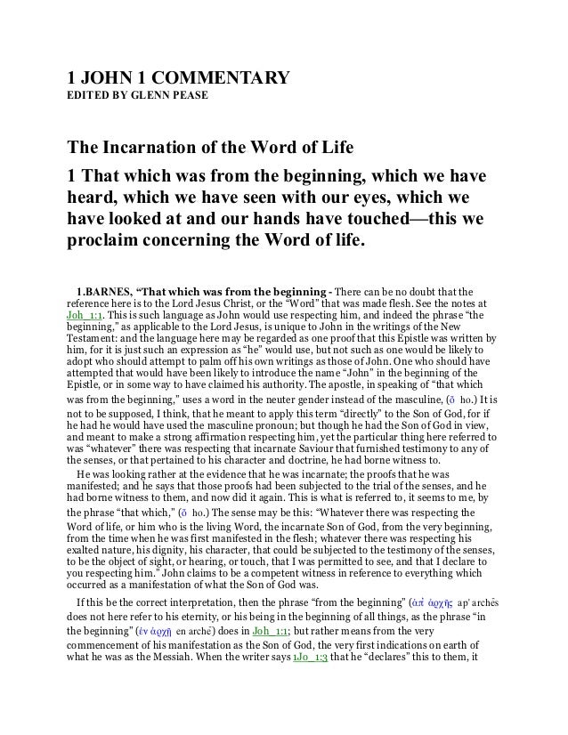 1 John 1 Commentary 1 John 1 Commentary