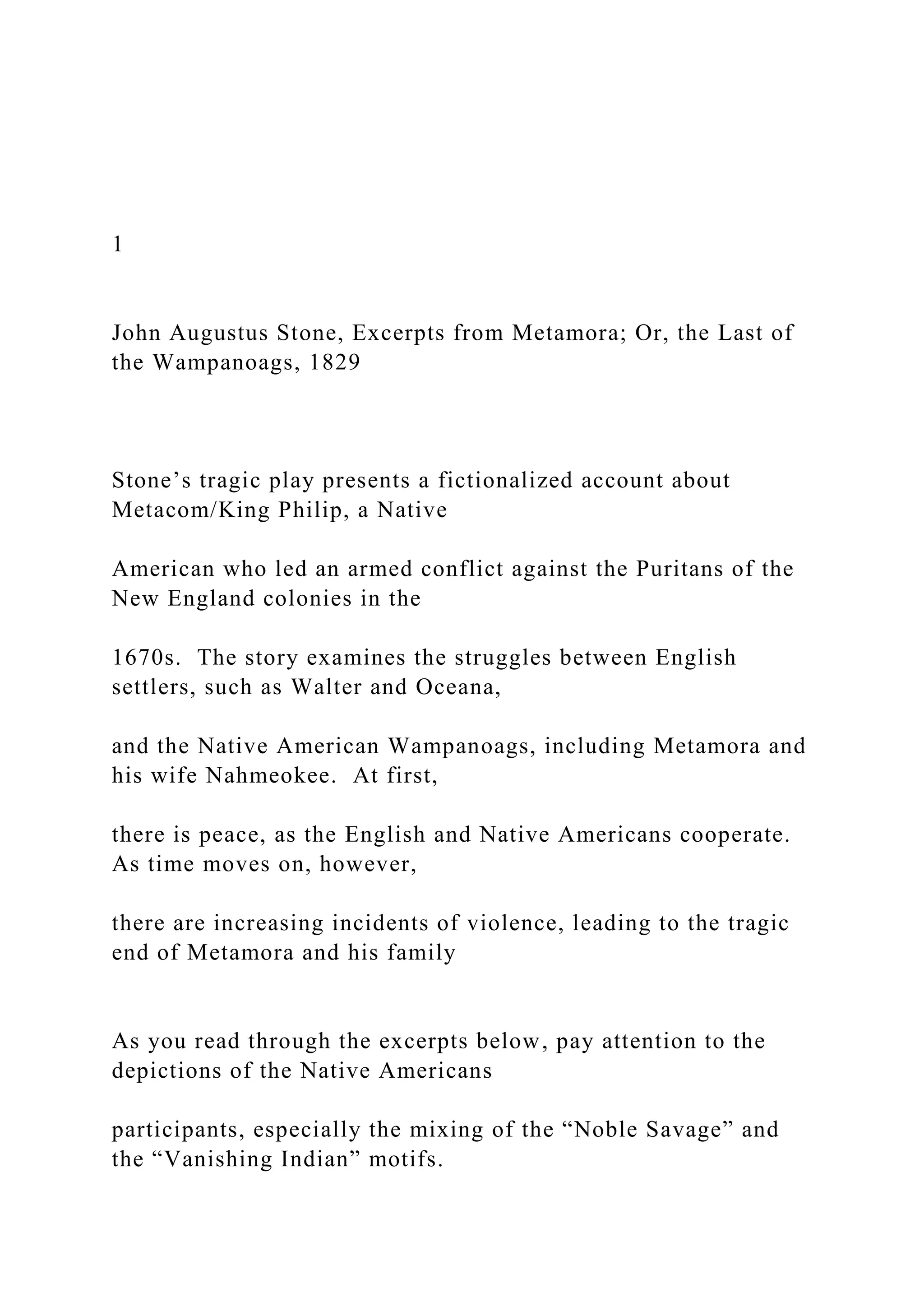 1 John Augustus Stone, Excerpts from Metamora; Or, the L.docx