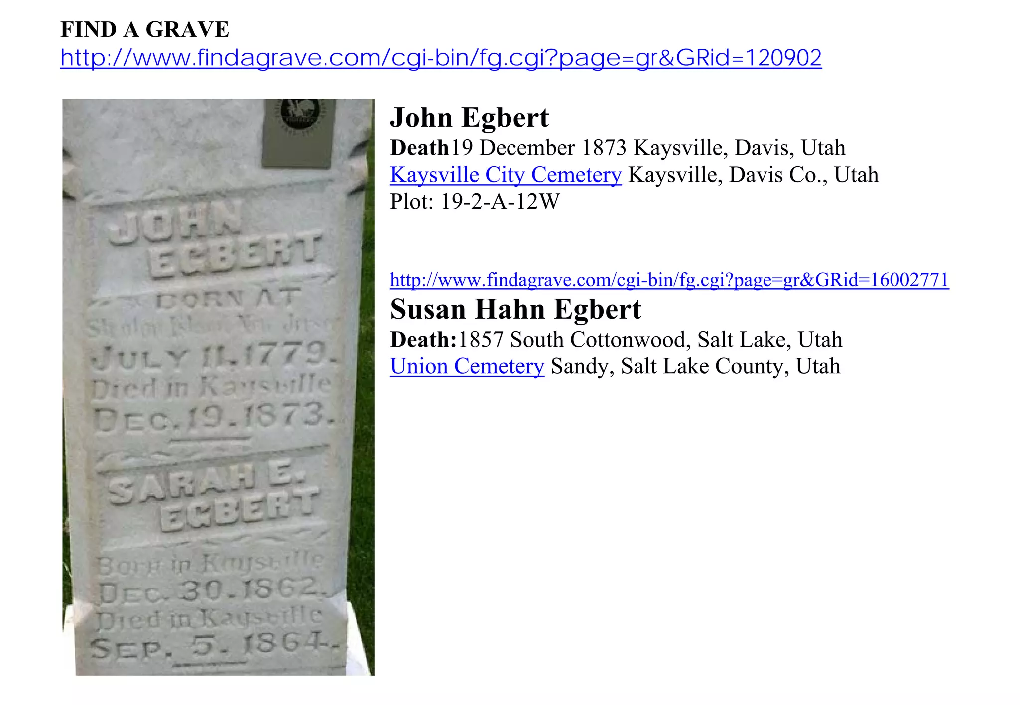 John Egbert & Susannah Hahn Egbert | PDF