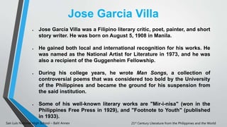 21st Century Literature from Philippines: Jose Garcia Villa | PPTX