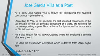 21st Century Literature from Philippines: Jose Garcia Villa | PPTX