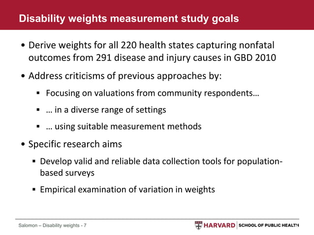 Disability weights measurement in the Global Burden of Disease Study ...