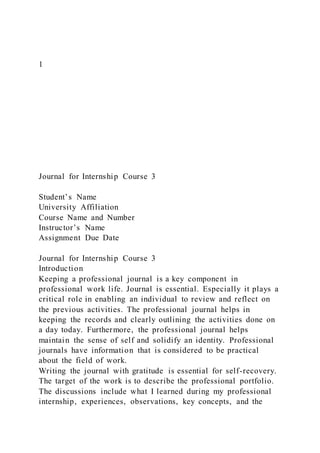 1Journal for Internship Course 3Student’ | PDF