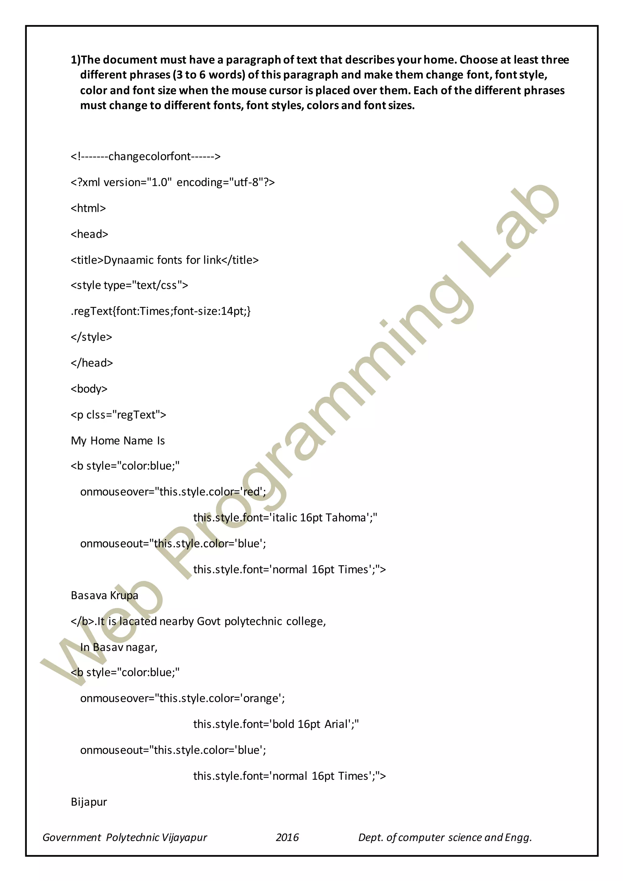 Web programming | DOCX | Web Design and HTML | Internet