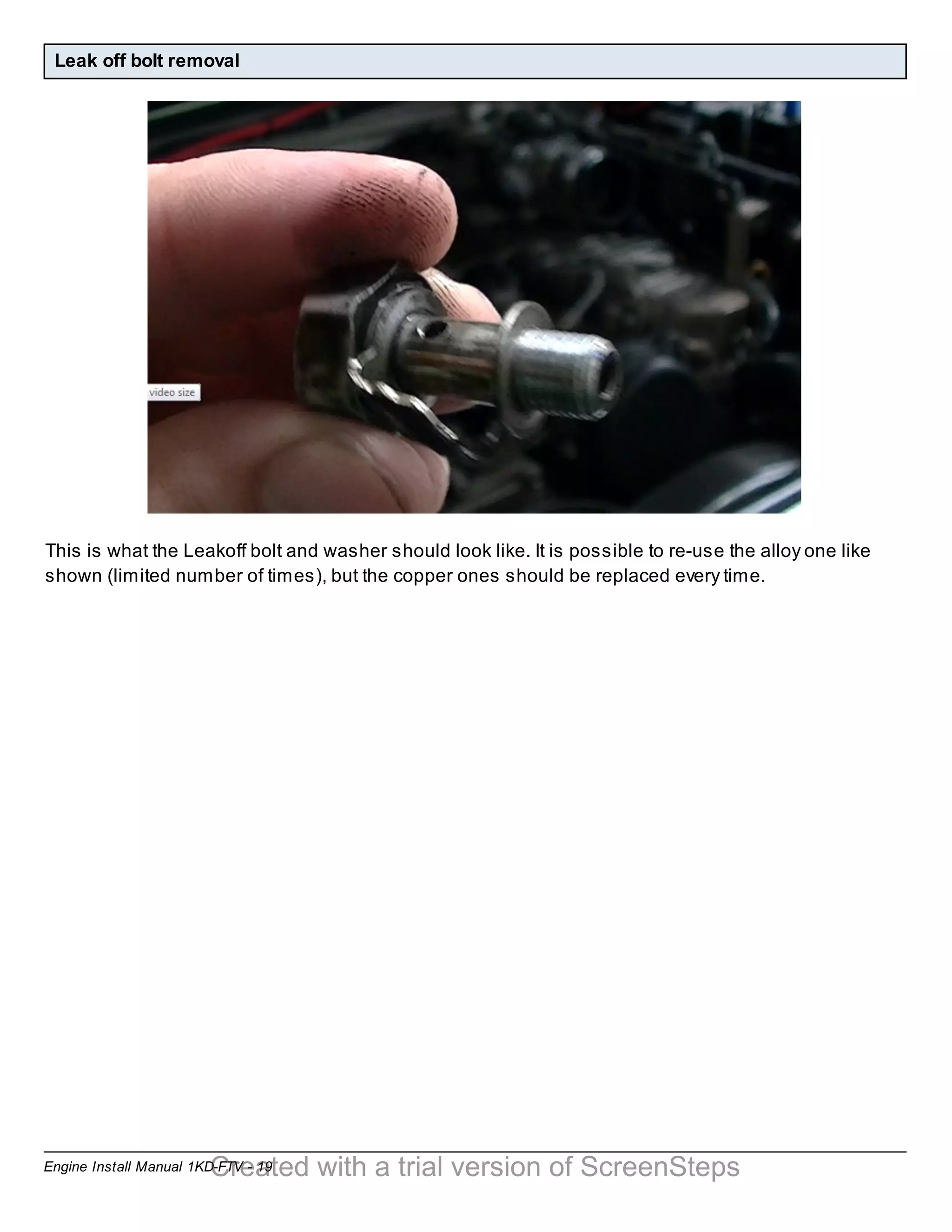 Toyota 1KD-FTV Common Rail Diesel Injector Installation Manual | PDF