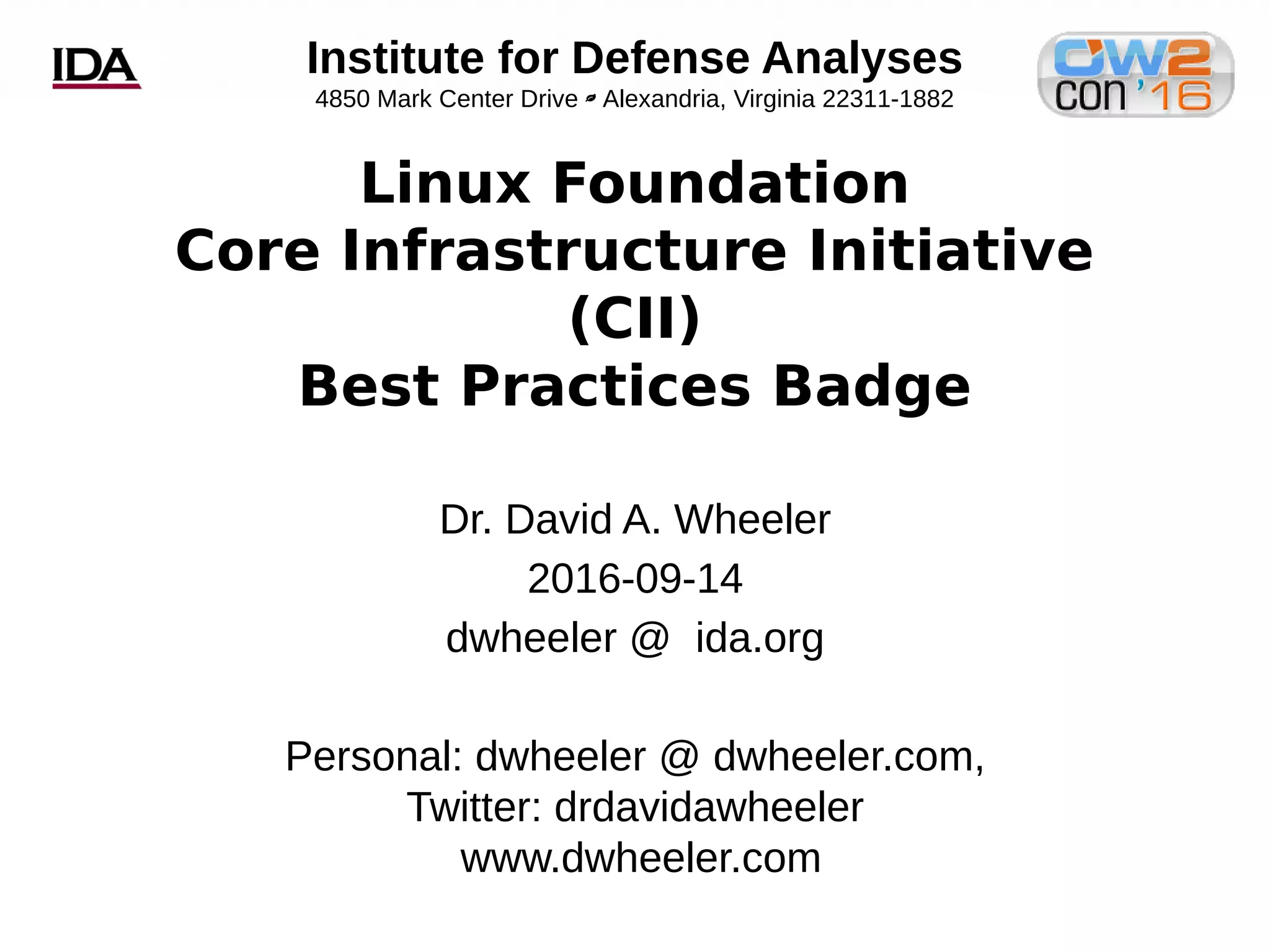 Introduction to the CII Badge Programe, OW2con'16, Paris. | PDF