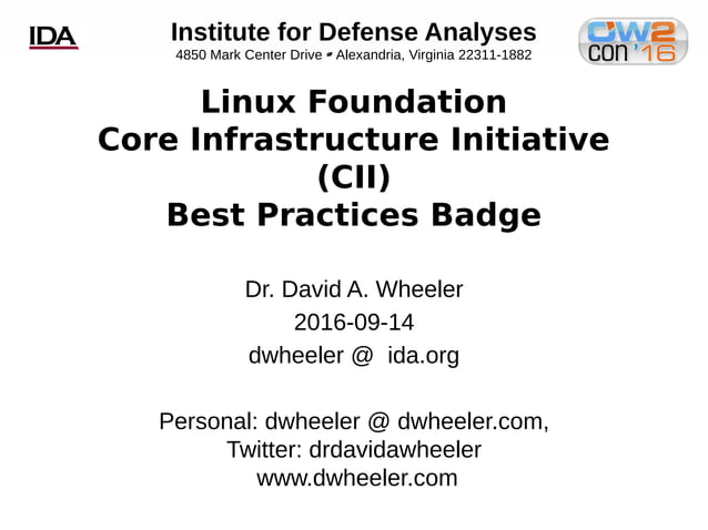 Introduction to the CII Badge Programe, OW2con'16, Paris. | PDF