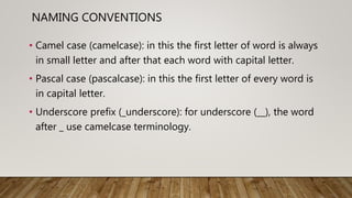 c# keywords, identifiers and Naming Conventions | PPT