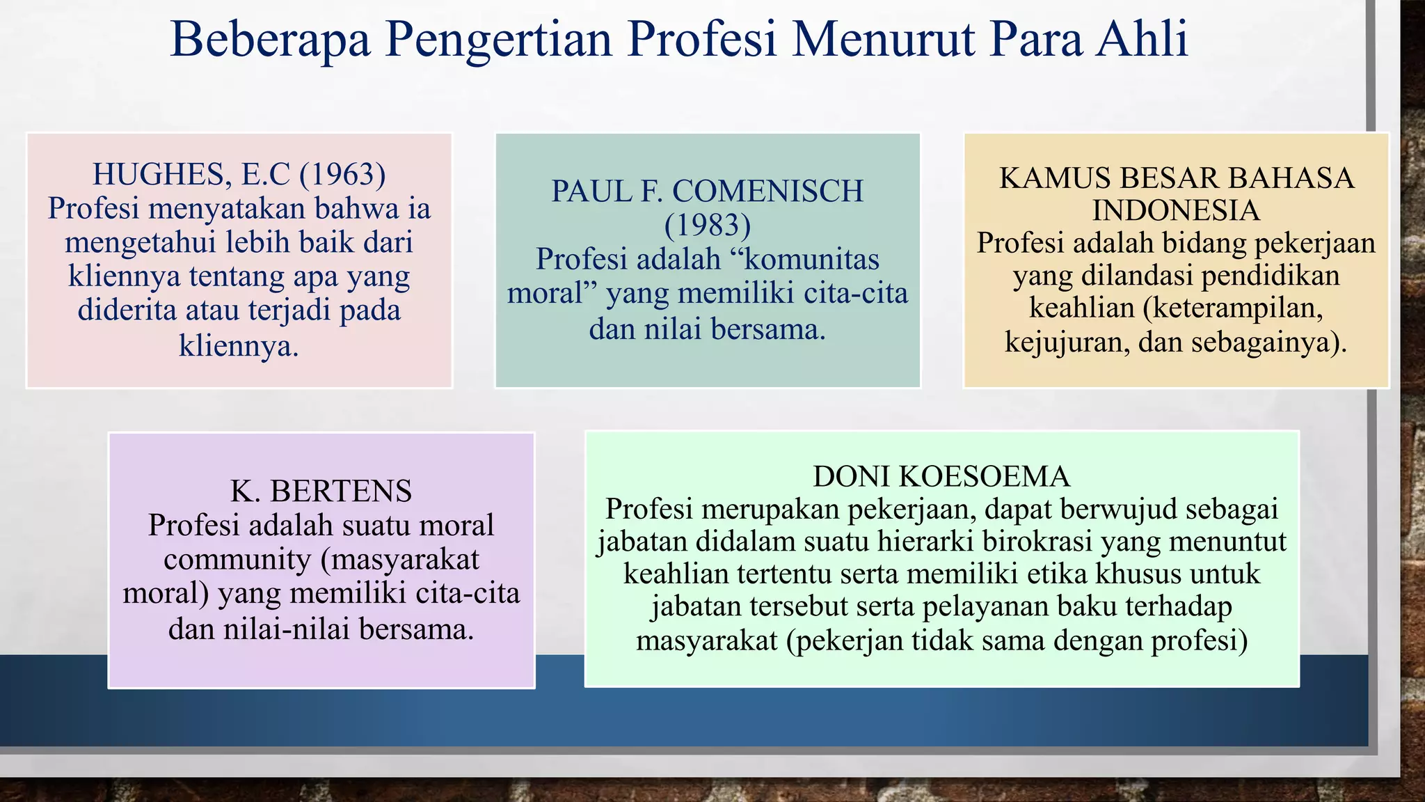 Mata Kuliah Etika Profesi_konsep dasar profesi | PPTX